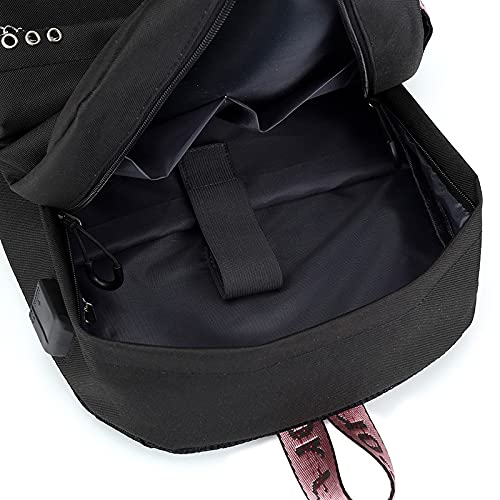 Depulat USB Kpop Backpack Casual Backpack Kpop Laptop Bag College Bag Book Bag Fashion Daypack (one size, Black-1)