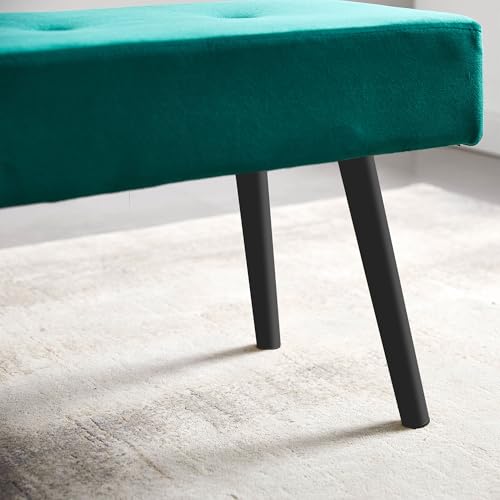Homedot Bench for Entryway, Upholstered Dining Bench with No Arms Accent Bench Elegant Velvet Living Room Bench Tufted with Strong Metal Legs for Unisex