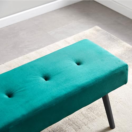 Homedot Bench for Entryway, Upholstered Dining Bench with No Arms Accent Bench Elegant Velvet Living Room Bench Tufted with Strong Metal Legs for Unisex