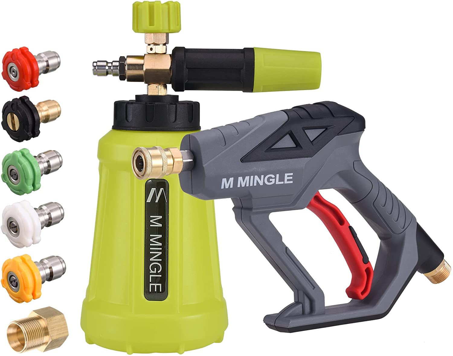 M MINGLE 14'' Pressure Washer Surface Cleaner Attachment, Pressure Washer Gun Snow Foam Lance, 4000 PSI Cannon Foam Blaster Power Washer with 1/4" Quick Connector