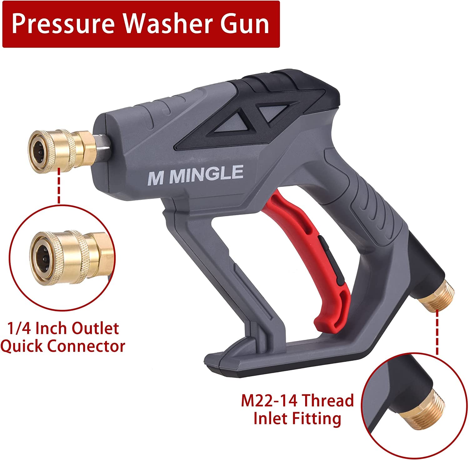 M MINGLE 14'' Pressure Washer Surface Cleaner Attachment, Pressure Washer Gun Snow Foam Lance, 4000 PSI Cannon Foam Blaster Power Washer with 1/4" Quick Connector