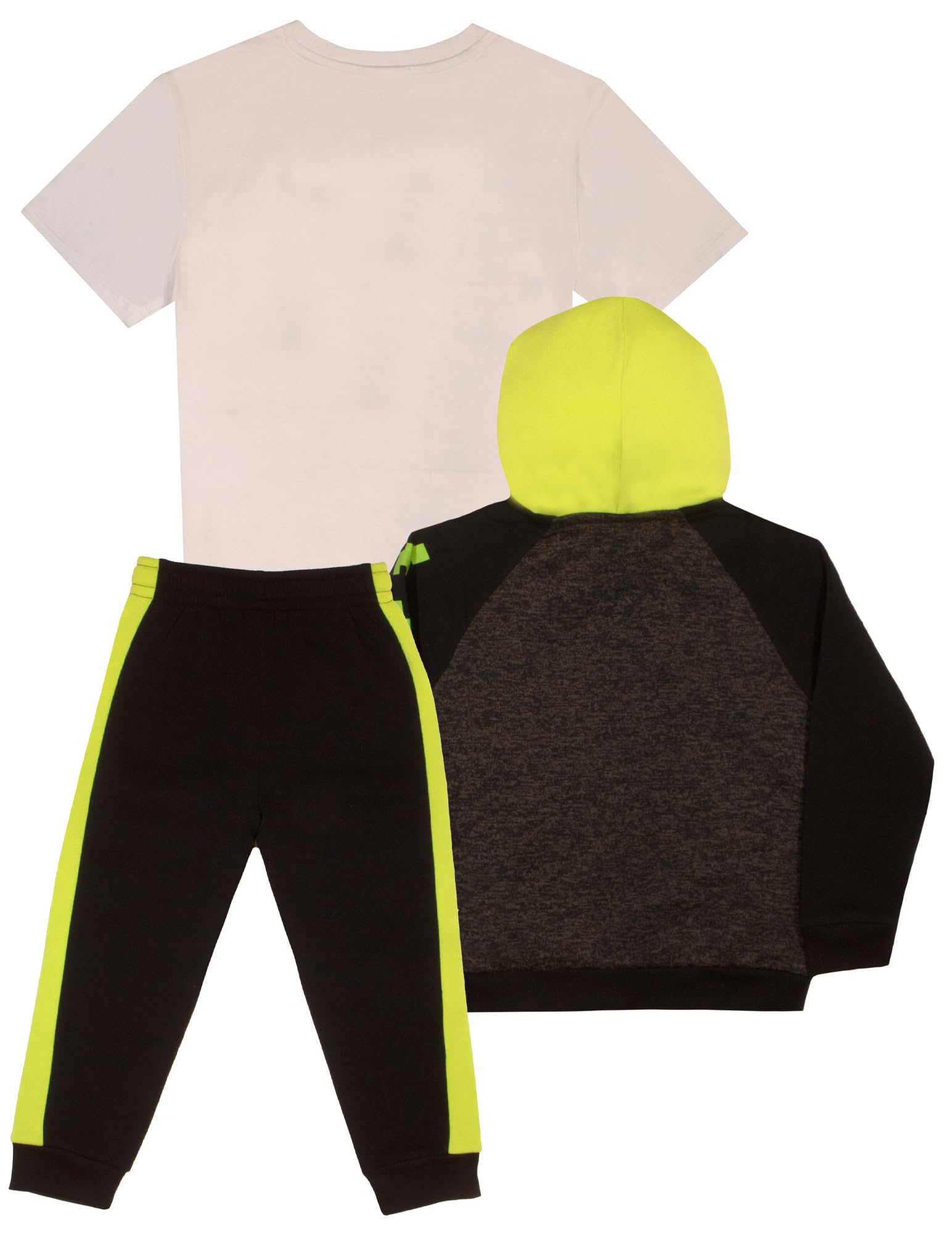 Minecraft Creeper Boys 3-Piece Bundle Set, Zip up Fashion Hoodie, Short Sleeve T-Shirt, and Jogger Sweatpants (Size 10/12, Grey/White/Black)
