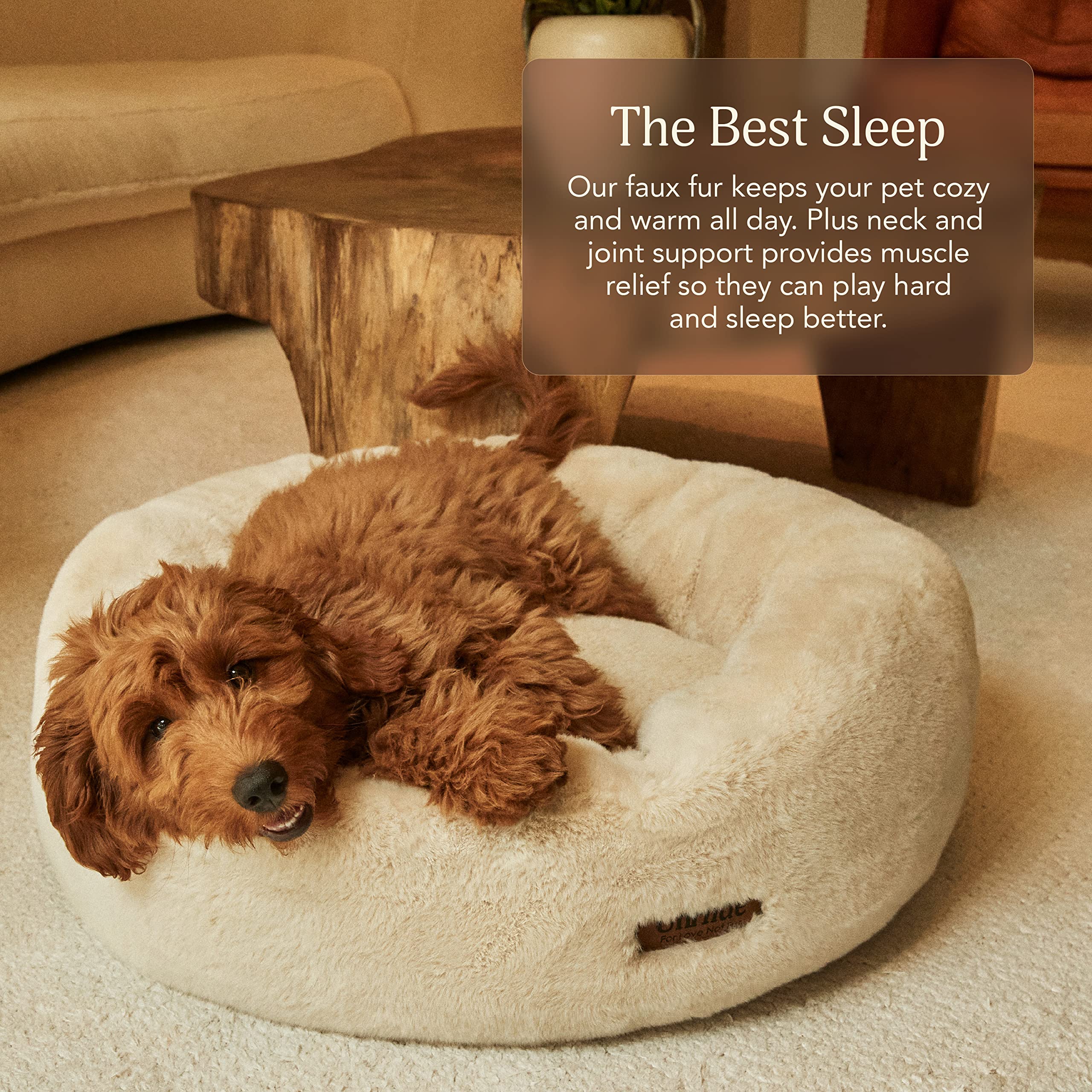 UnHide Floof Pet Bed - Small (23" x 8") - Extra Soft Dog Bed - Removable Faux Fur Cover - Machine Washable - Helps Ease Pet Anxiety & Provides The Perfect Sleep - Charcoal Charlie