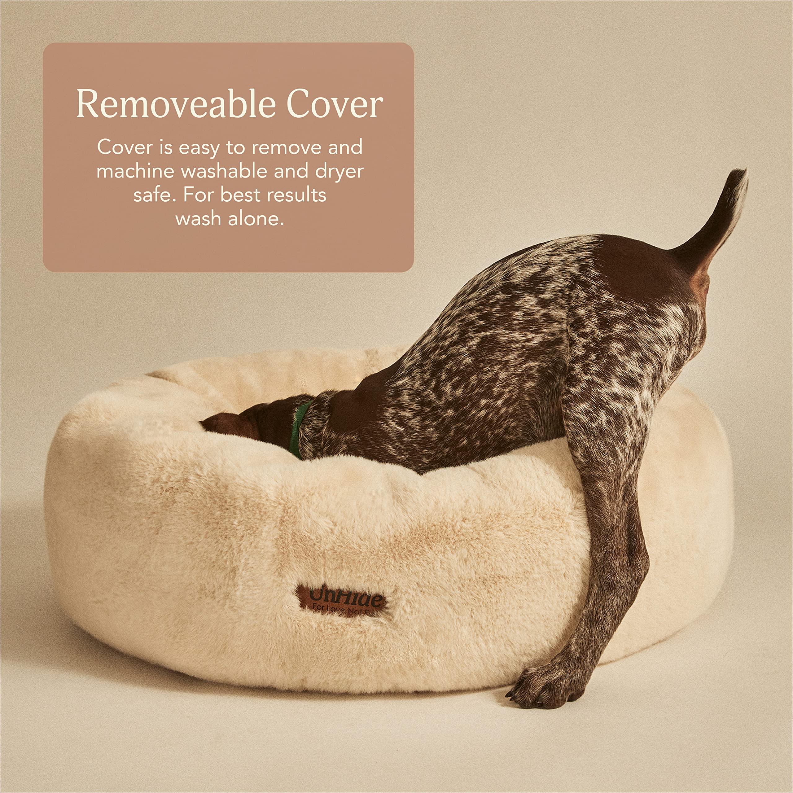 UnHide Floof Pet Bed - Small (23" x 8") - Extra Soft Dog Bed - Removable Faux Fur Cover - Machine Washable - Helps Ease Pet Anxiety & Provides The Perfect Sleep - Charcoal Charlie
