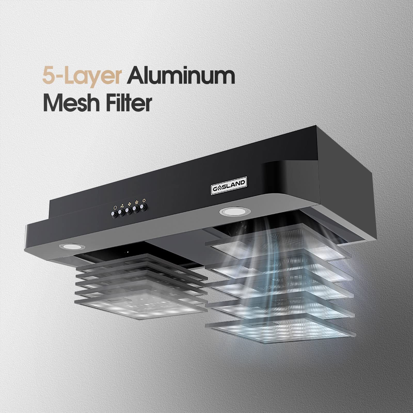 GASLAND 30 Inch Range Hood,Gasland Under Cabinet Vent Hood for Kitchen with 3 Speed Exhaust Fan,Insert Ducted Range Hood with 2 LED Lights, Black (Pro SR30BP)