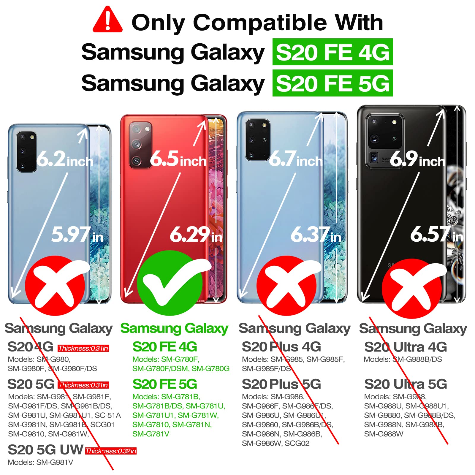 Rayboen for Samsung Galaxy S20 FE Case with 2X Soft Screen Protector, Anti-Scratch Transparent Hard PC Back Crystal Clear Flexible Shockproof Protection Phone Cover for Galaxy S20 FE 5G