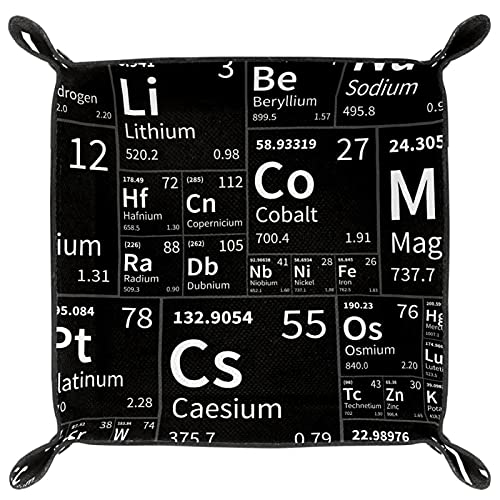 Valet Tray, PU Leather Catchall, Tray Organizer, Storage Box for Watches Jewelry Coins Key, Blackboard Periodic Table of Chemical Elements