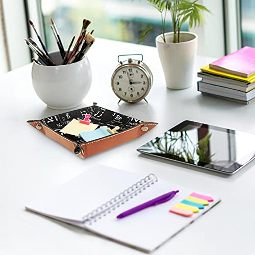 Valet Tray, PU Leather Catchall, Tray Organizer, Storage Box for Watches Jewelry Coins Key, Blackboard Periodic Table of Chemical Elements