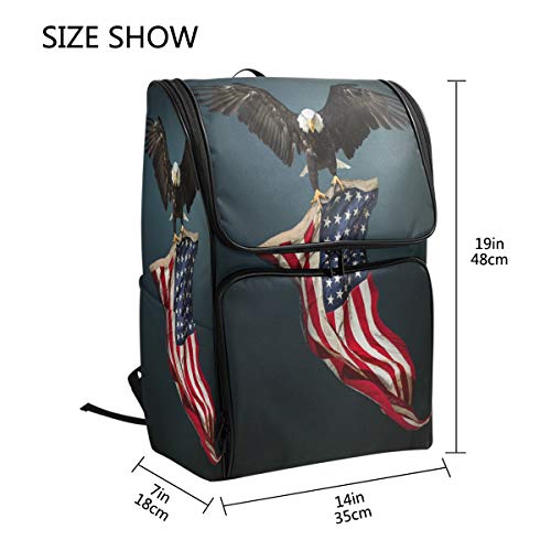 MRMIAN North American Bald Eagle With Flag Large Capacity School Backpack Bookbag for Collage Students Women Man Travel Hiking Camping Daypack 19x14x7 Inches