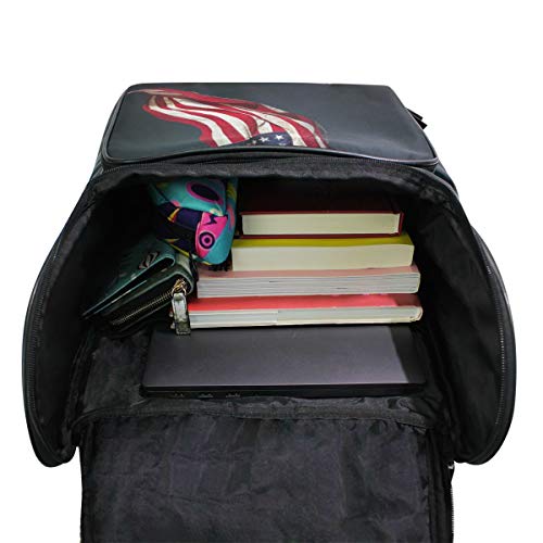 MRMIAN North American Bald Eagle With Flag Large Capacity School Backpack Bookbag for Collage Students Women Man Travel Hiking Camping Daypack 19x14x7 Inches