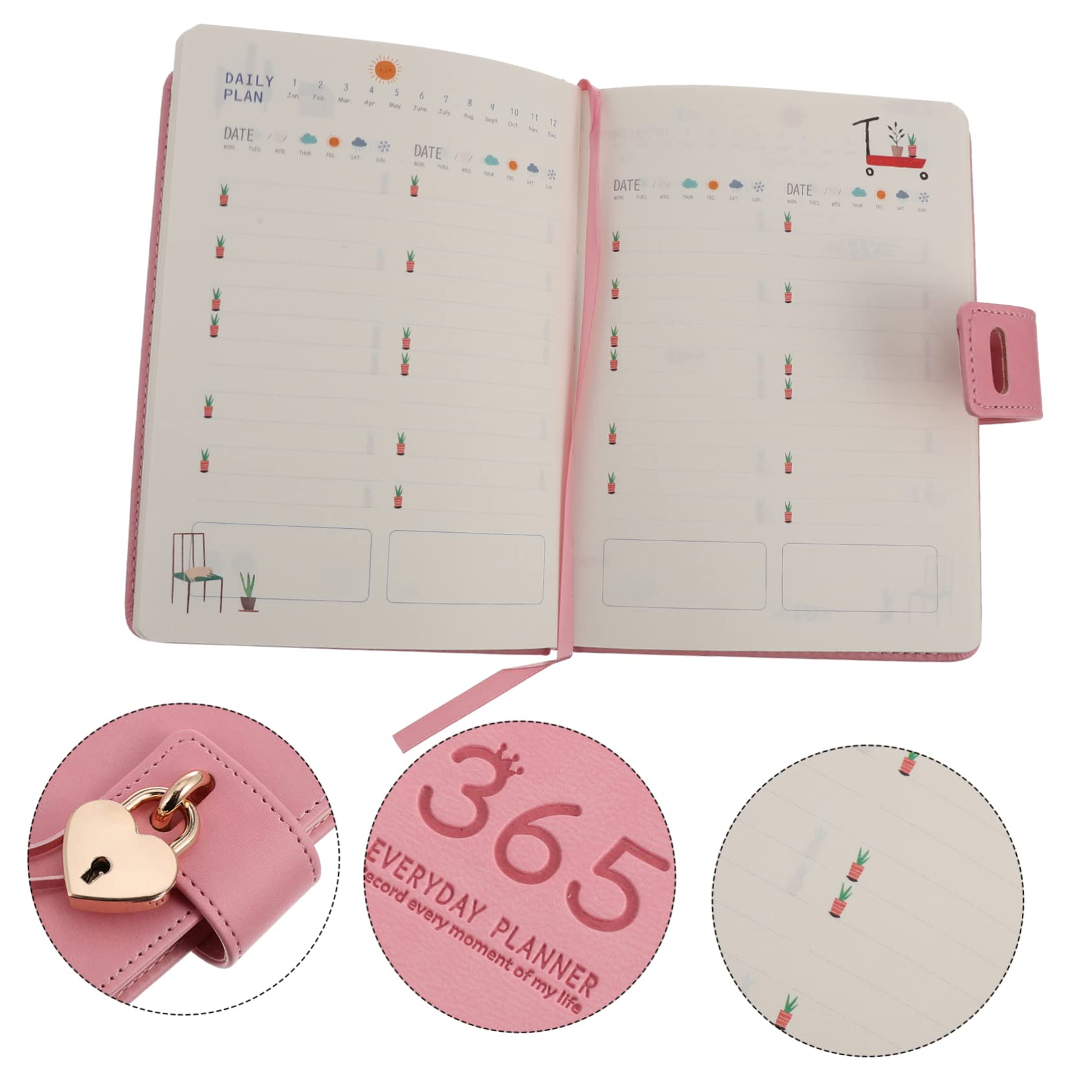 NUSITOU 1pc 2021 Planner Pocket Notepad Time Organizer 2021 Planning Book 2021 Notepad 2021 Diary Notebook Travel Notebook 2021 Calendar Notepad Paper + Pu Filling Work Week Month