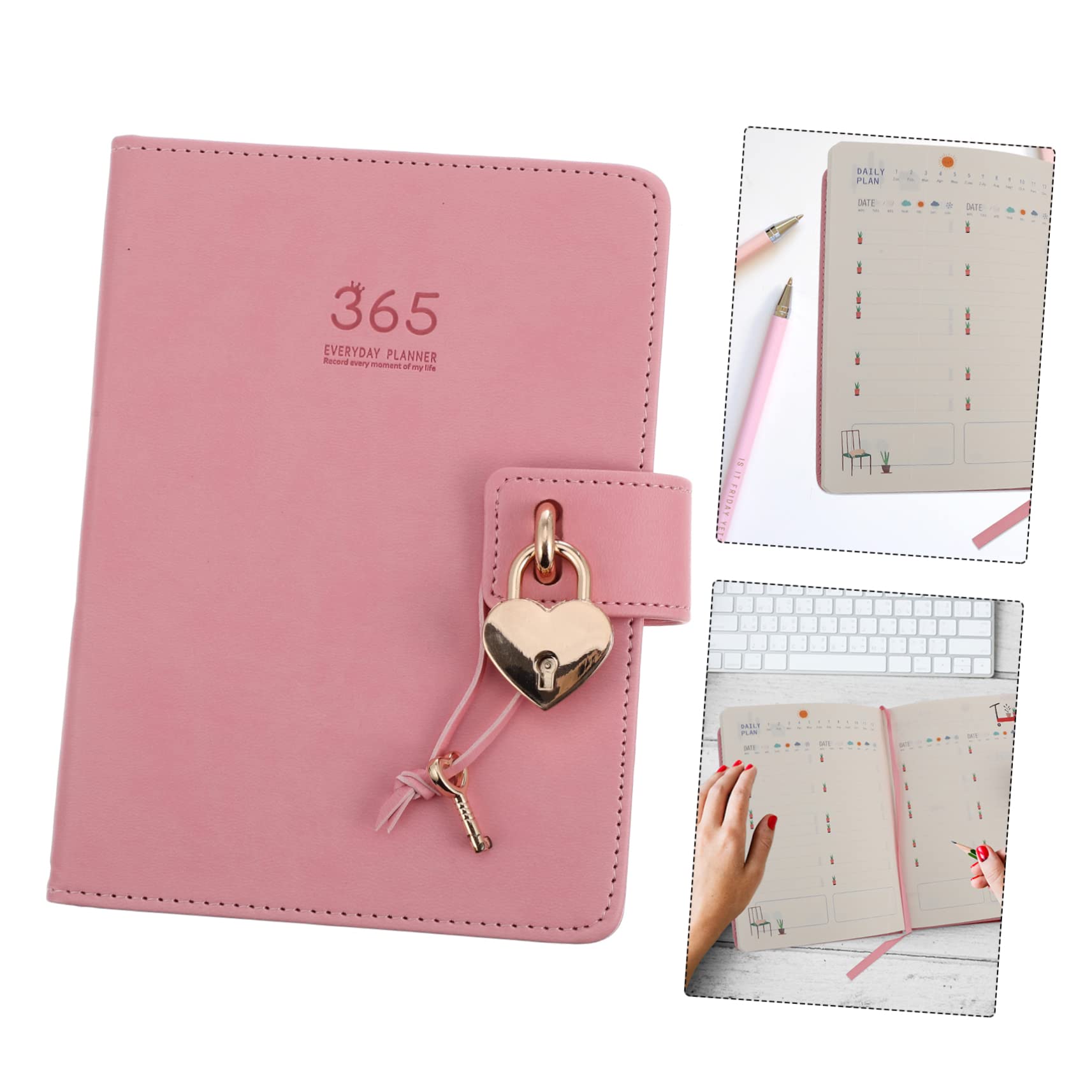 NUSITOU 1pc 2021 Planner Pocket Notepad Time Organizer 2021 Planning Book 2021 Notepad 2021 Diary Notebook Travel Notebook 2021 Calendar Notepad Paper + Pu Filling Work Week Month