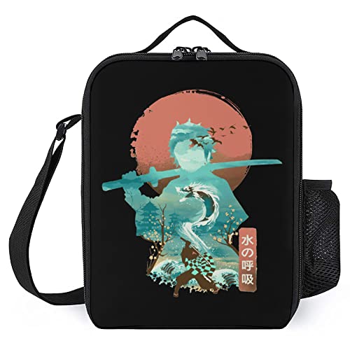 Qtubzad 2PCS Anime Backpack with Lunch Bag,3D Print Backpack 17 Inch,Portable Cartoon Lunch Box for Outdoor/Work/Travel