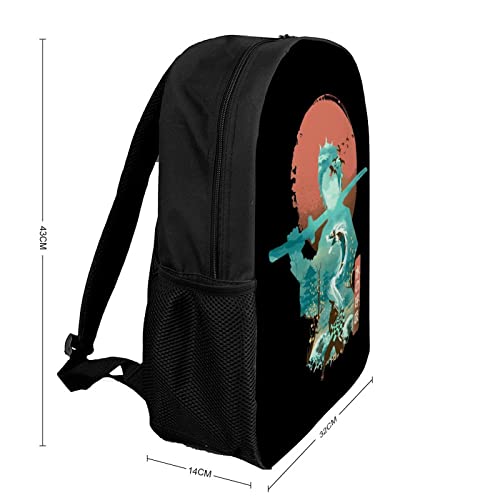 Qtubzad 2PCS Anime Backpack with Lunch Bag,3D Print Backpack 17 Inch,Portable Cartoon Lunch Box for Outdoor/Work/Travel