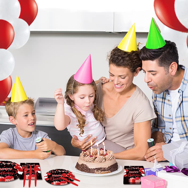 Wendell 40 Piece Red and black Party Supplies,include 20 Plates, 20 Napkin,Used for Child Birthday Party Decoration (Red and black)