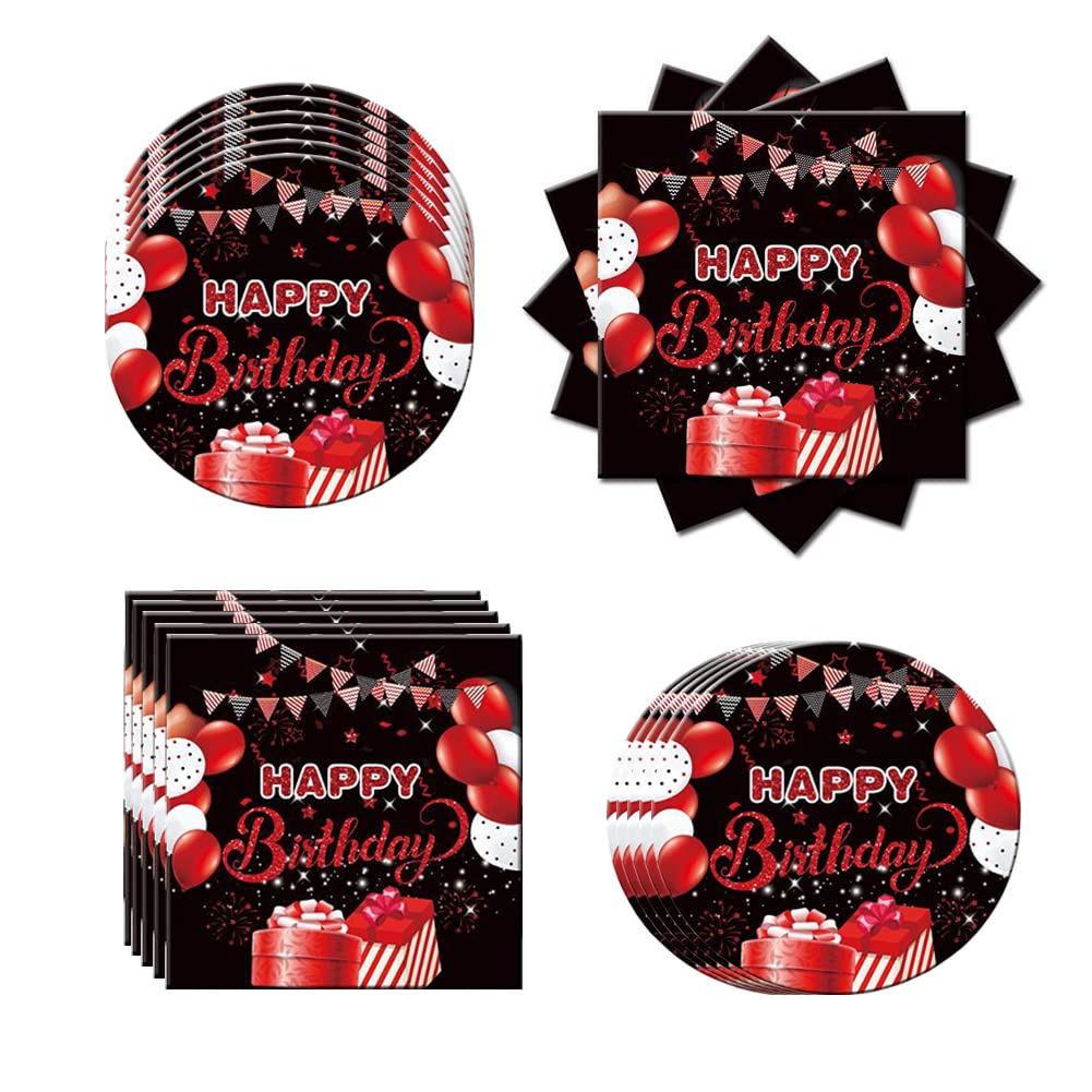 Wendell 40 Piece Red and black Party Supplies,include 20 Plates, 20 Napkin,Used for Child Birthday Party Decoration (Red and black)