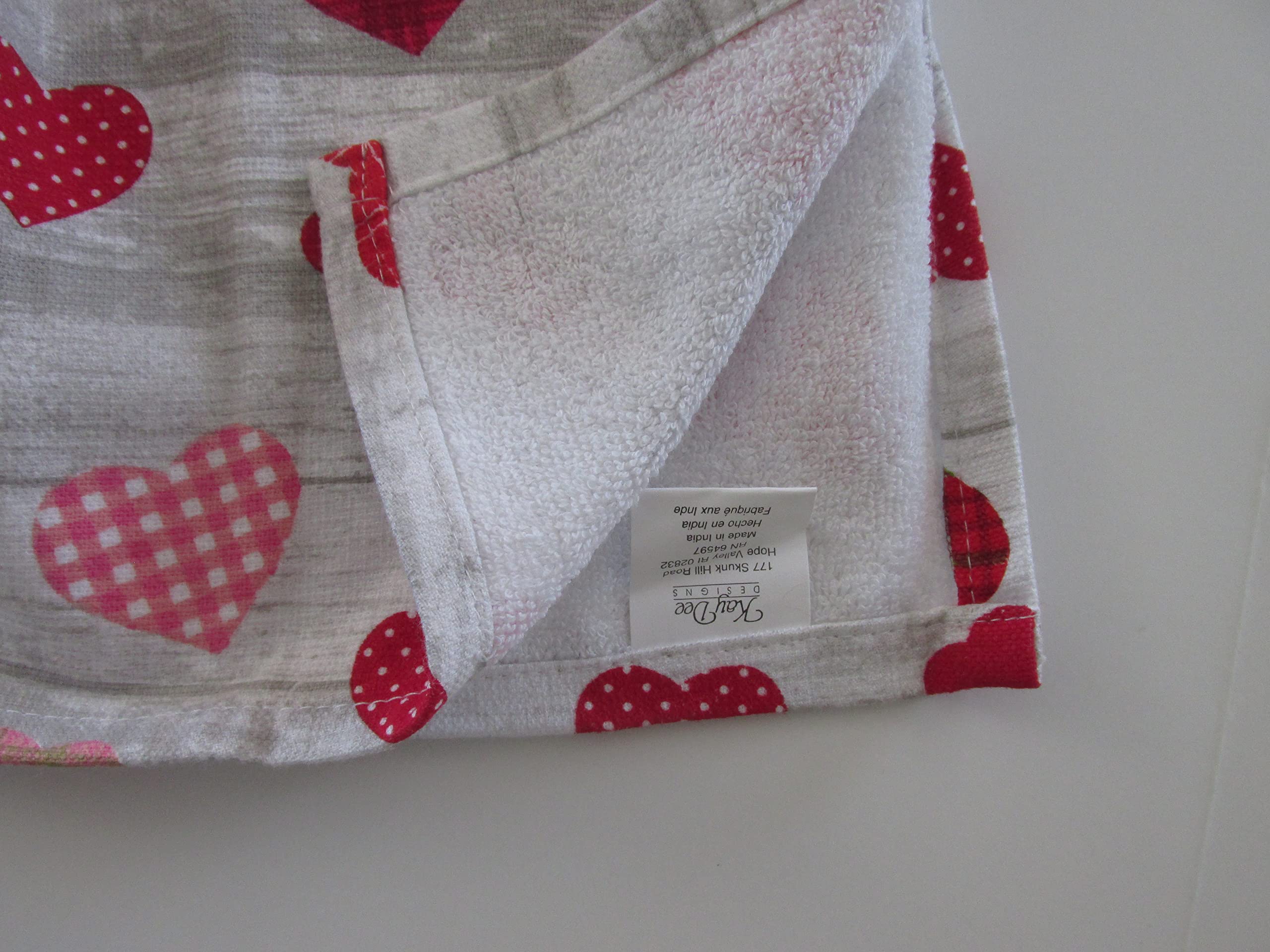 Valentine's Day Red & Pink Hearts Hanging Kitchen Towel - Red Crochet Top - Double Thickness Best Quality