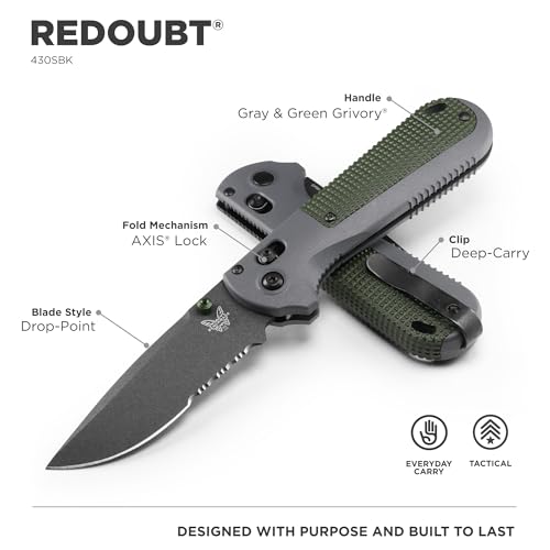 Benchmade - Redoubt 430 Tactical Knife with Overlander Gray Grivory Handle (430SBK)