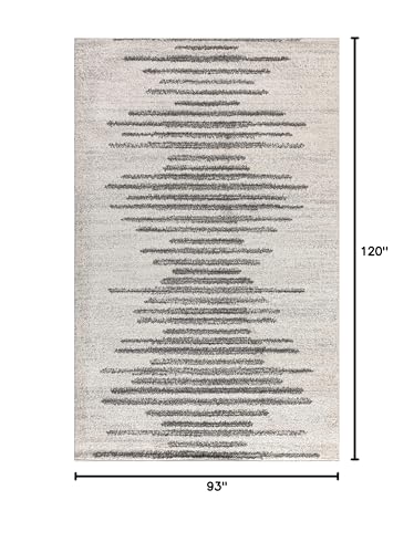 Eyely HOM205A-8 Moroccan Hype Aya Berber Stripe Geometric Indoor Area Rug Modern;Transitional;Bohemian;Rustic, Bedroom, Kitchen, Living Room, Easy-Cleaning, Non-Shedding, 8 X 10, Cream/Gray