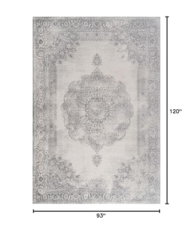 Eyely PDM403C-8 Modern Rosalia Cottage Medallion Indoor Area Rug Bohemian;Traditional;Vintage, Bedroom, Kitchen, Living Room, Easy-Cleaning, Non-Shedding, 8 X 10, Gray/Ivory