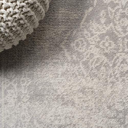 Eyely PDM403C-8 Modern Rosalia Cottage Medallion Indoor Area Rug Bohemian;Traditional;Vintage, Bedroom, Kitchen, Living Room, Easy-Cleaning, Non-Shedding, 8 X 10, Gray/Ivory