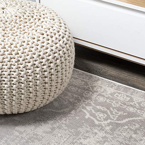 Eyely PDM403C-8 Modern Rosalia Cottage Medallion Indoor Area Rug Bohemian;Traditional;Vintage, Bedroom, Kitchen, Living Room, Easy-Cleaning, Non-Shedding, 8 X 10, Gray/Ivory