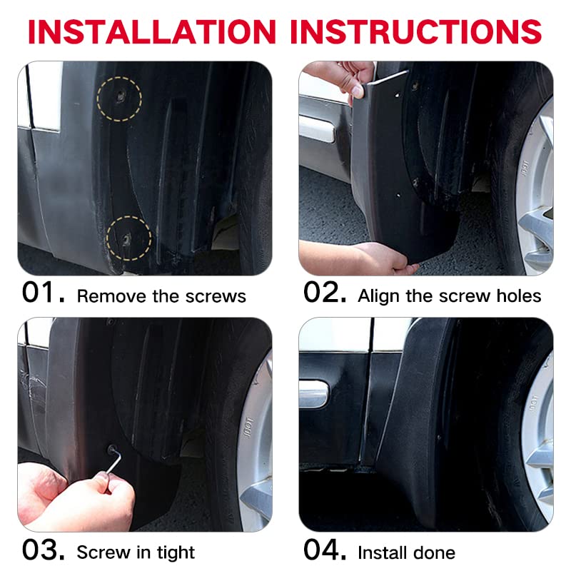 Mud Flaps Fit for Toyota Tacoma 2016-2022 2023 Automotive Accessories, Heavy Duty Front and Rear Mudguards Fender Flares No Need to Drill Holes Black 4PCS Set (Doesn't Fit SR SR5)