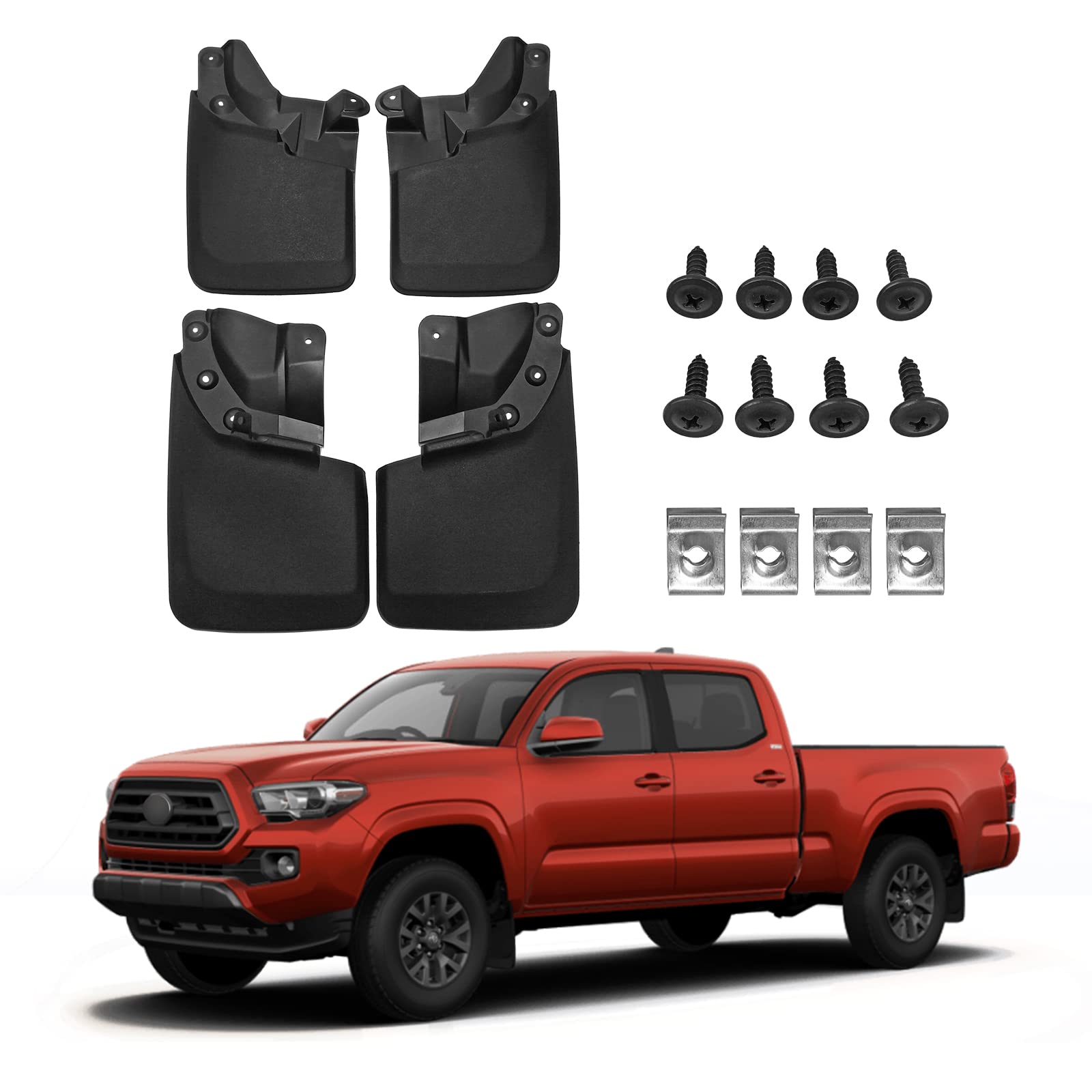 Mud Flaps Fit for Toyota Tacoma 2016-2022 2023 Automotive Accessories, Heavy Duty Front and Rear Mudguards Fender Flares No Need to Drill Holes Black 4PCS Set (Doesn't Fit SR SR5)
