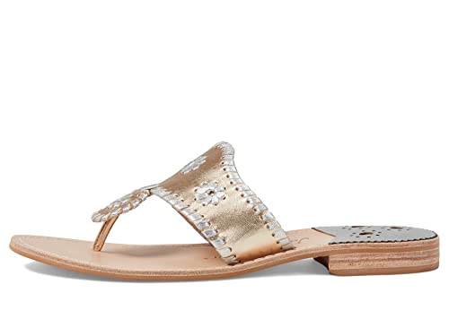 Jack Rogers Women's Jacks Flat Sandal, Platinum/Silver Metallic Nappa, 9.5