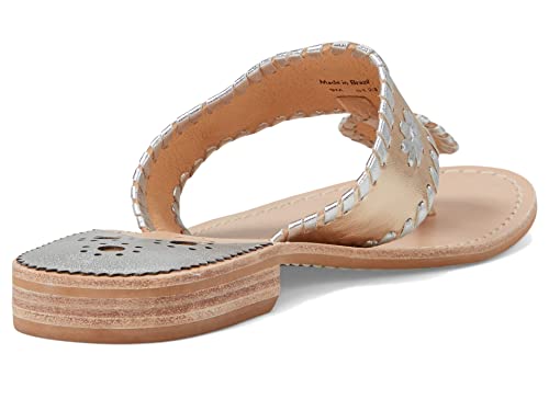 Jack Rogers Women's Jacks Flat Sandal, Platinum/Silver Metallic Nappa, 9.5