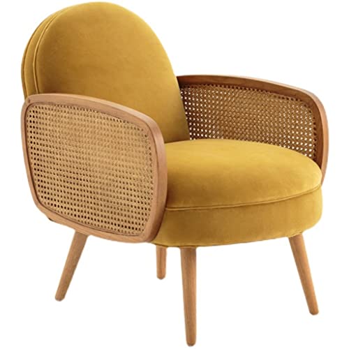 WYKDD Nordic Rattan Designer Single Sofa Chair Balcony Chair Solid Wood Celebrity Fabric Sofa (Color : D)