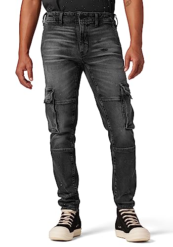 Hudson Jeans Men's Reese Straight Cargo, Black Ash, 29 Regular
