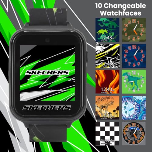 Skechers Kids Smart Watch with Games, Camera, and Fitness Tracker – Touchscreen, Alarm, Timer, and Voice Recorder Features, Stylish Abstract Pattern Strap – Fun and Functional Digital Watch for Boys