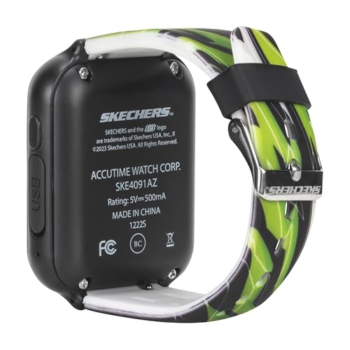 Skechers Kids Smart Watch with Games, Camera, and Fitness Tracker – Touchscreen, Alarm, Timer, and Voice Recorder Features, Stylish Abstract Pattern Strap – Fun and Functional Digital Watch for Boys