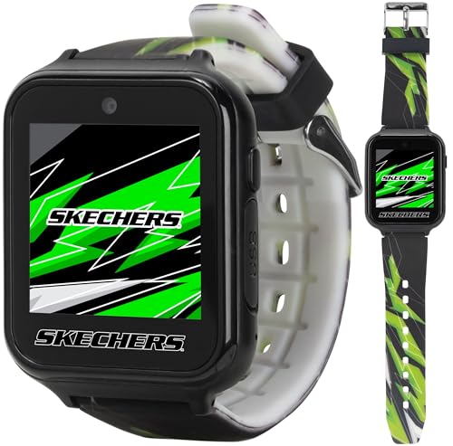 Skechers Kids Smart Watch with Games, Camera, and Fitness Tracker – Touchscreen, Alarm, Timer, and Voice Recorder Features, Stylish Abstract Pattern Strap – Fun and Functional Digital Watch for Boys
