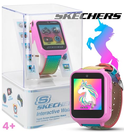 Skechers Kids Smart Watch with Rainbow Iridescent Strap, Games, Camera, & Fitness Tracker – Fun & Colorful Digital Watch with Touchscreen, Alarm, and Step Counter, Perfect for Everyday Wear and Play