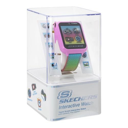 Skechers Kids Smart Watch with Rainbow Iridescent Strap, Games, Camera, & Fitness Tracker – Fun & Colorful Digital Watch with Touchscreen, Alarm, and Step Counter, Perfect for Everyday Wear and Play