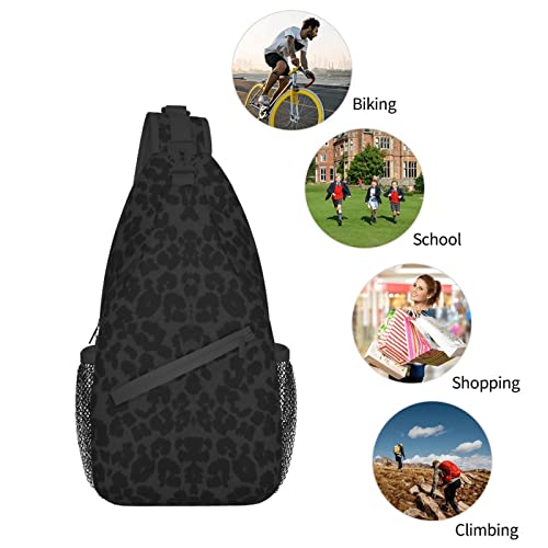 Jomiwink Sling Backpack Cheetah Black Leopard Travel Hiking Daypack Pattern Rope Crossbody Shoulder Bag, Multicolor