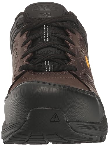 KEEN Utility Men's Vista Energy+ Low Composite Toe ESD Leather Industrial Work Sneakers, Coffee Bean/Black, 13