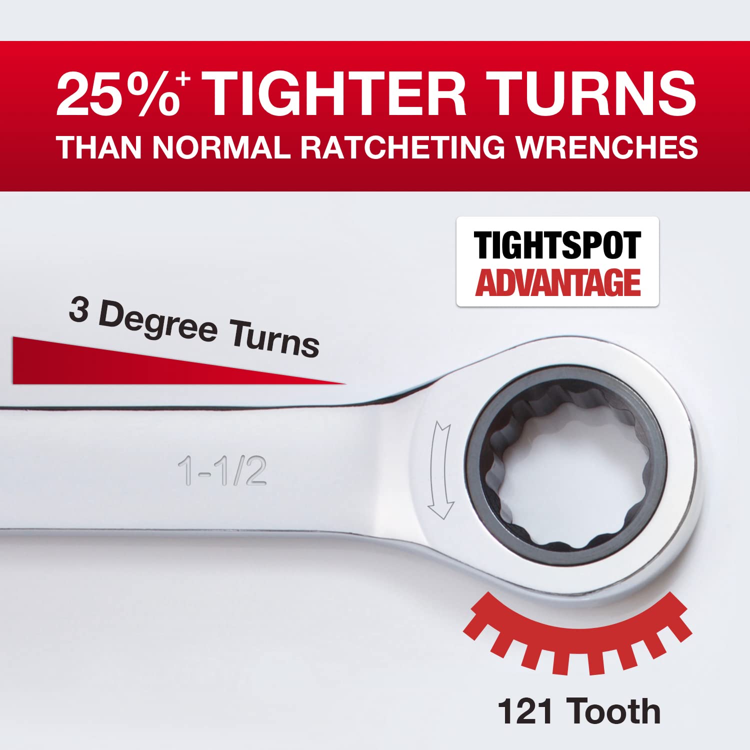 Jaeger 1-1/2 Inch Ratchet Wrench with 121-Tooth Ratcheting Precision and Hardened, Polished Steel for Projects with Tight Spaces