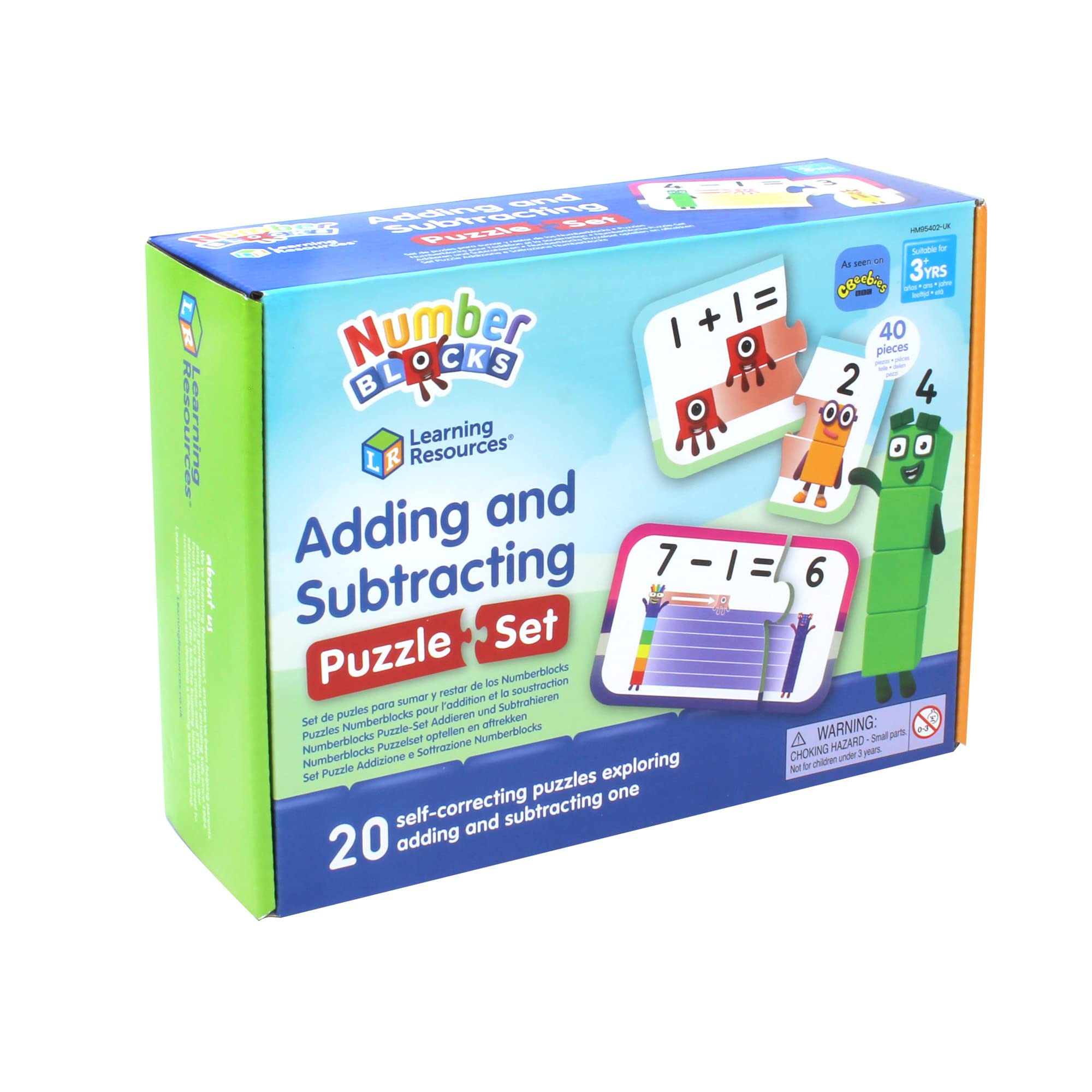 Learning Resources Numberblocks Adding and Subtracting Puzzle Set, Numberblocks Jigsaw Puzzle, Maths Jigsaw Puzzle, 20 Educational Puzzles in a Box, 2-Piece Puzzles, Ages 3+