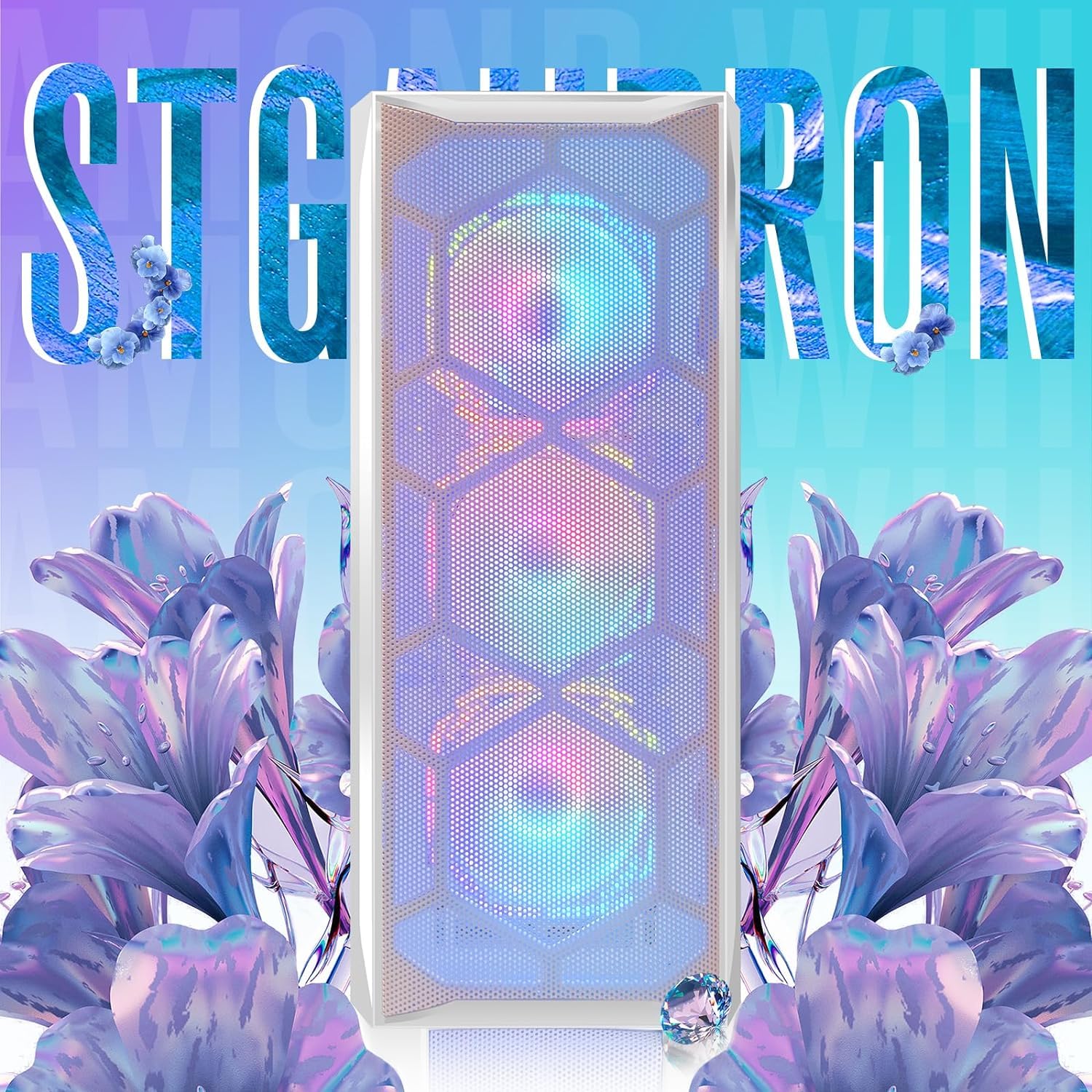 STGAubron Gaming PC Computer Desktop, GeForce GTX 1660 Ti 6G, Intel Core I7 up to 3.9 GHz, 16G RAM, 512G SSD, WiFi, BT 5.0, RGB Fan x 6, RGB BT Sound Bar, Windows 10 Home, White