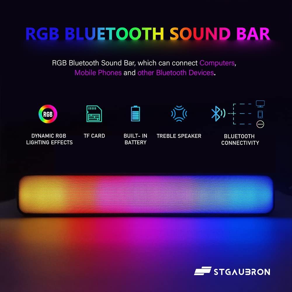 STGAubron Gaming PC Computer Desktop, GeForce GTX 1660 Ti 6G, Intel Core I7 up to 3.9 GHz, 16G RAM, 512G SSD, WiFi, BT 5.0, RGB Fan x 6, RGB BT Sound Bar, Windows 10 Home, White