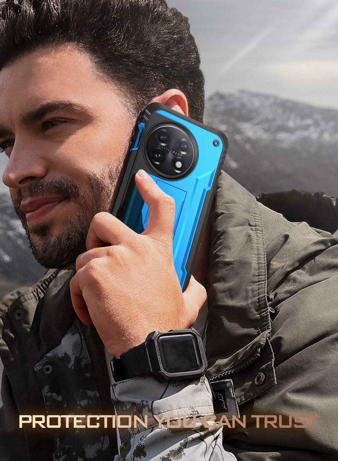 Poetic Revolution Case for OnePlus 11 5G 6.7"(2023), [20 FT Mil-Grade Drop Tested], Full-Body Rugged Dual-Layer Shockproof Protective Cover with Kickstand and Built-in-Screen Protector, Light Blue