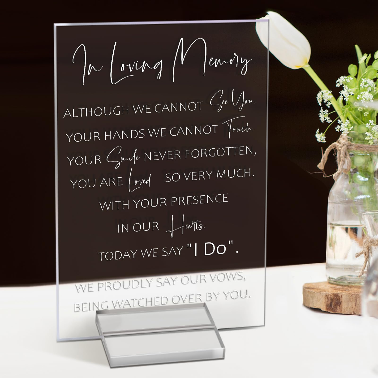 Chunful Memorial Table Sign for Wedding, Acrylic Wooden Wedding Reception Signs, Sympathy Gift in Loving Memory Sign, Memorial Signs Gift Anniversaries Reunions(Bright)
