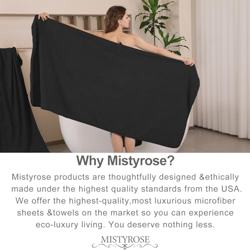 Mistyrose 8 Piece Oversized Bath Towels Set for Family, Soft Black Bathroom Towels Set Quick Dry,Microfiber Super Absorbent Towels for Hotel Beach Spa Gym - 2 Bath Sheet 2 Hand Towels 4 Washcloths