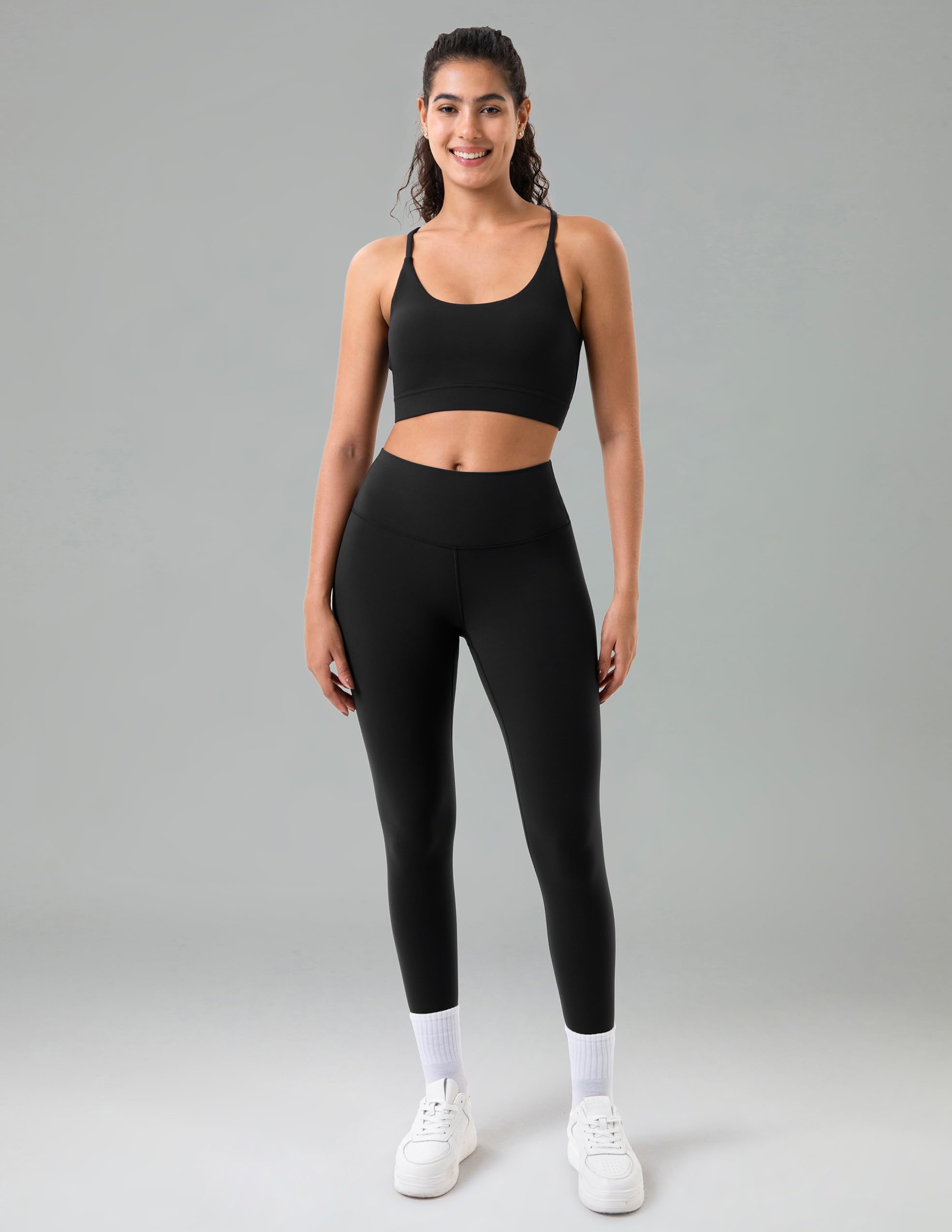 Colorfulkoala Women's Dreamlux High Waisted Workout Leggings 28" Inseam Full Length Yoga Pants (XL, Black)