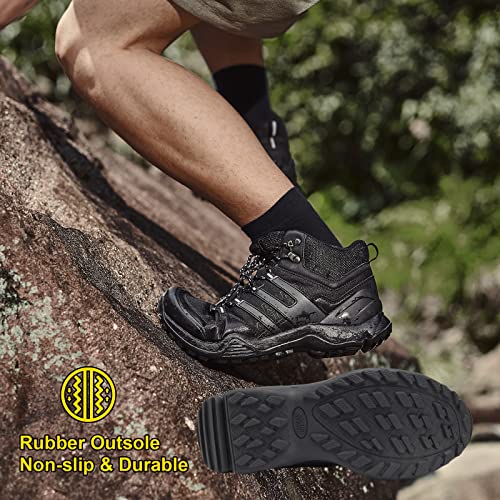 Grand Attack Hiking Boots Men Waterproof,Men's Ankle High Hiking Boots Shoes Outdoor Lightweight Trekking Trails Black 13