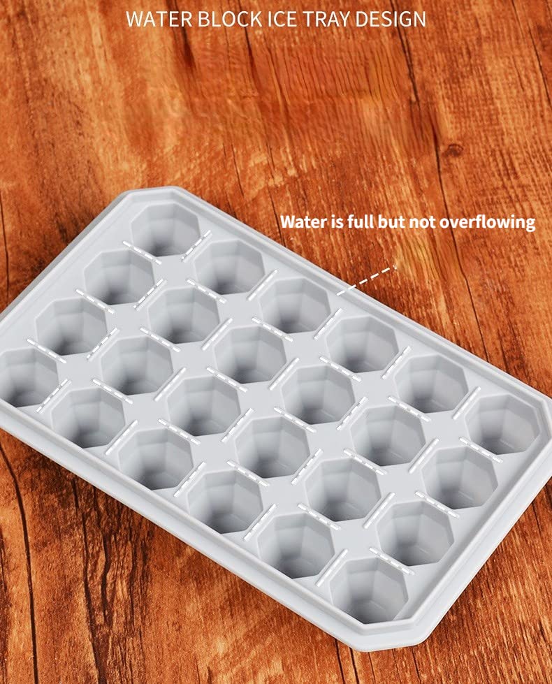 Ice Cube Trays, Diamond-Shaped Ice Cube Molds Maker, Flexible 24-Ice Trays Maker with Lid for Chilling Whiskey Cocktails, Easy Release Stackable Ice Trays,1 Inches Ice Cube (bule)