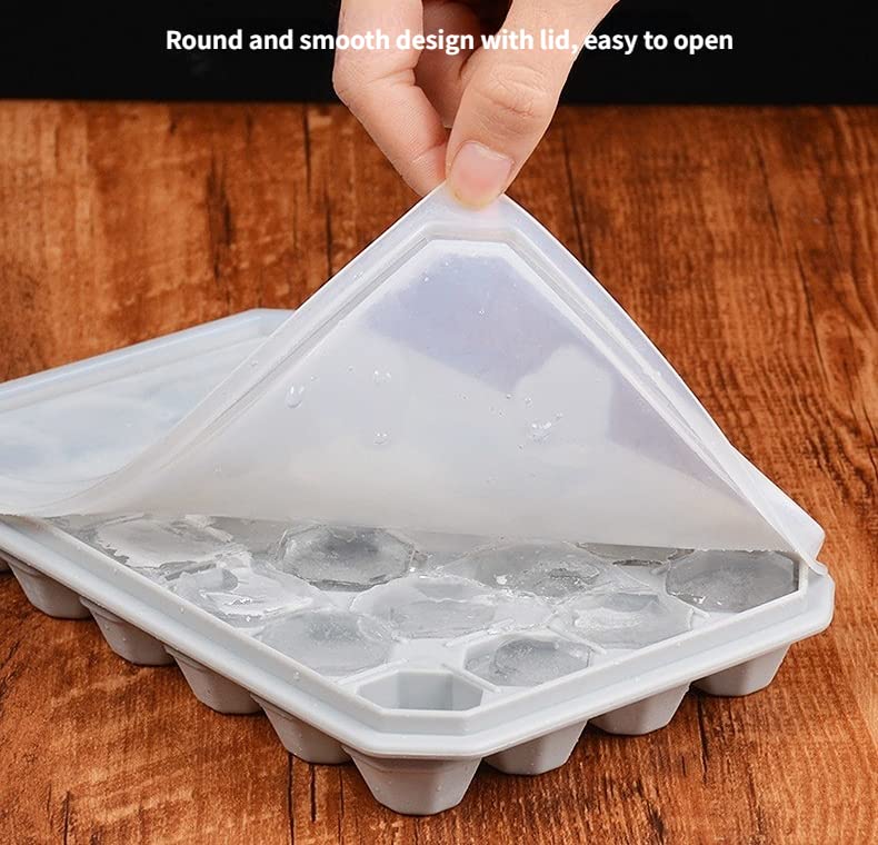 Ice Cube Trays, Diamond-Shaped Ice Cube Molds Maker, Flexible 24-Ice Trays Maker with Lid for Chilling Whiskey Cocktails, Easy Release Stackable Ice Trays,1 Inches Ice Cube (bule)